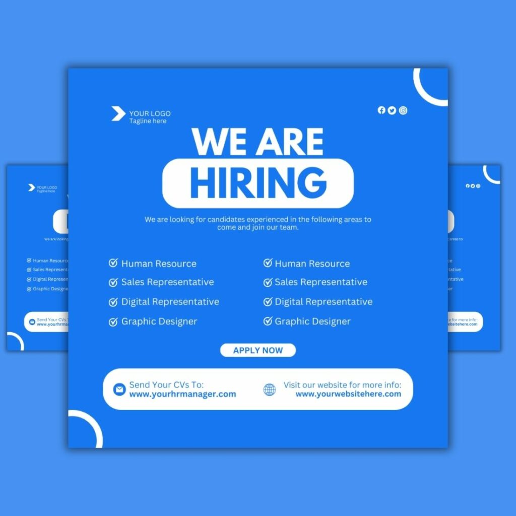 1 Instagram sized Canva Hiring Design Template Bundle - $4 - MasterBundles
