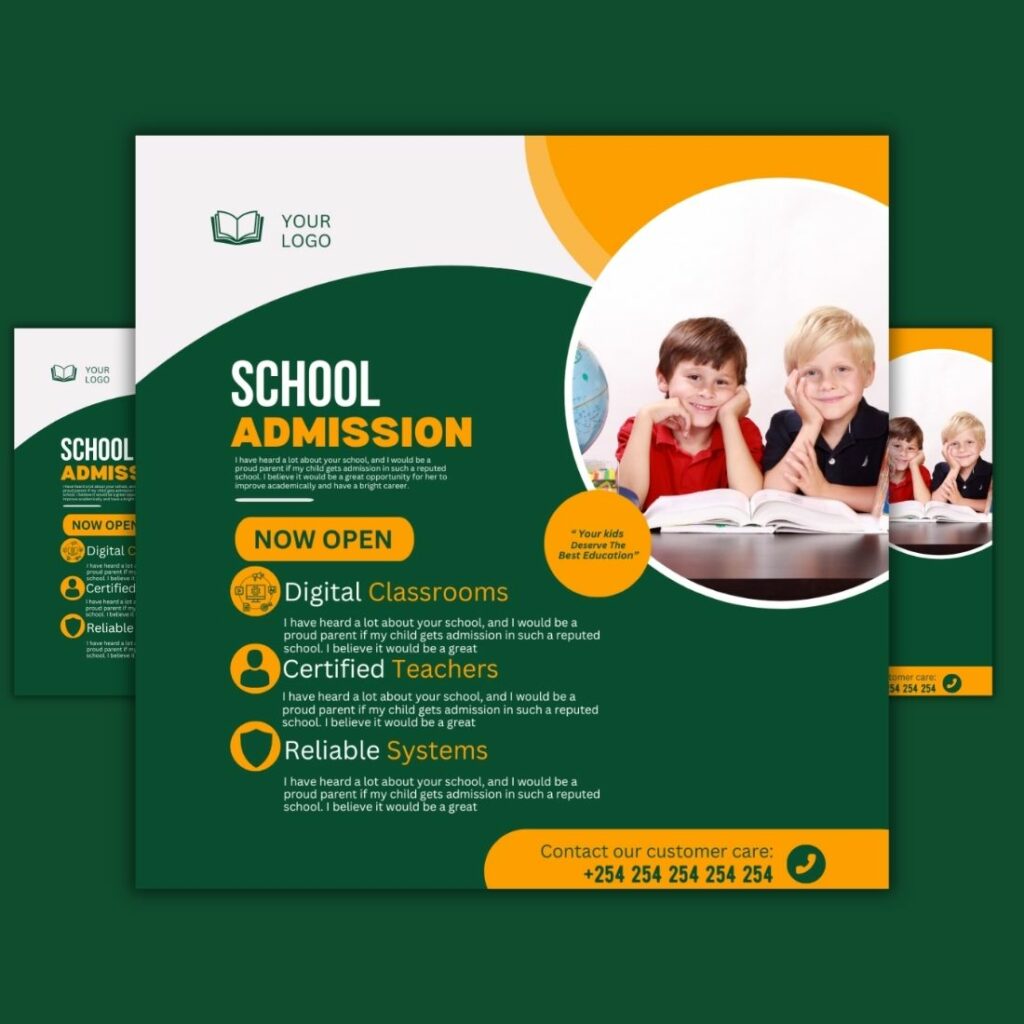 1 Instagram sized Canva School Admission Design Template Bundle – $4 ...