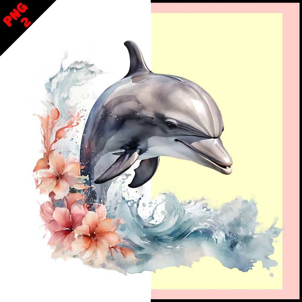 Dolphin Watercolor Art 4 Transparent PNG Illustrations - MasterBundles