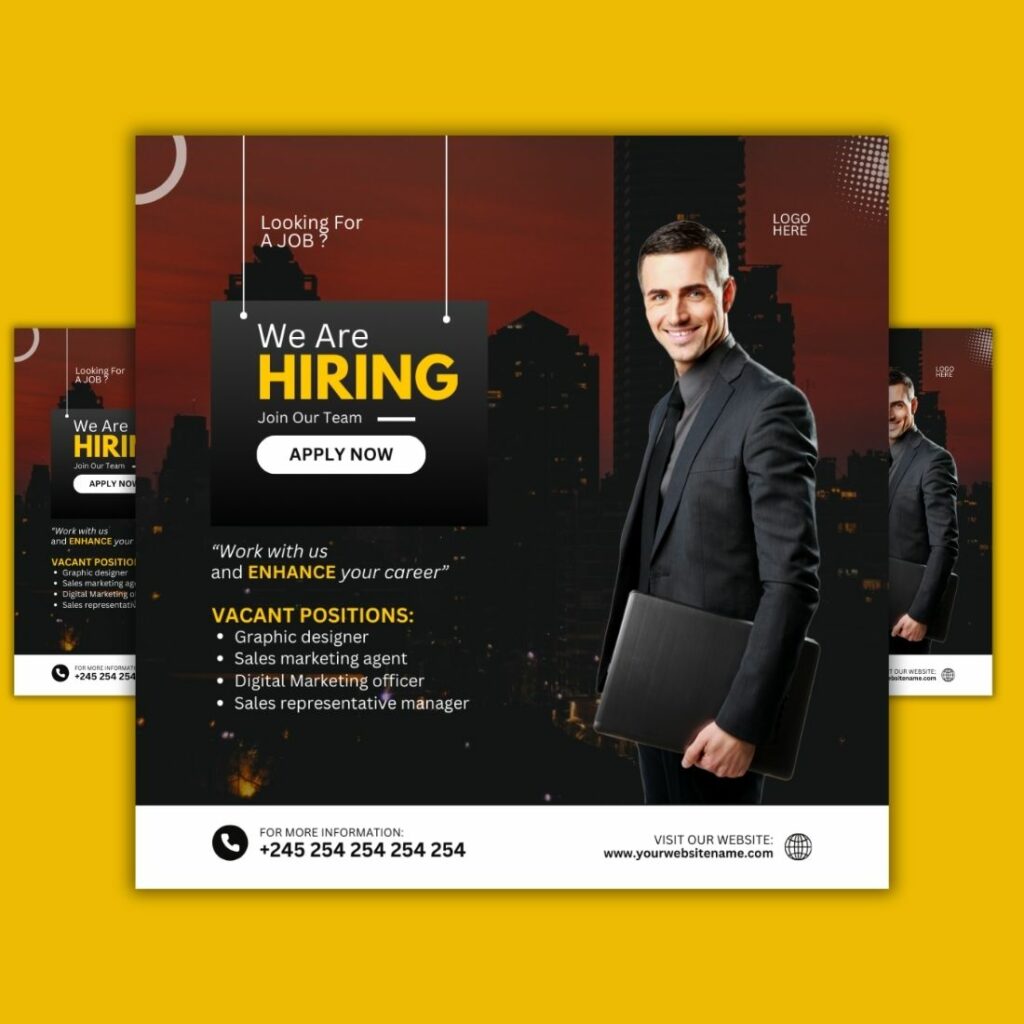 1 Instagram sized Canva Hiring Design Template Bundle - $4 - MasterBundles