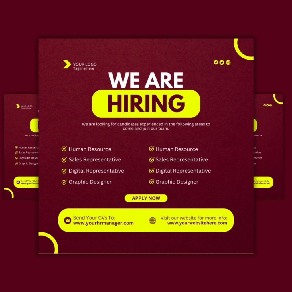 1 Instagram sized Canva Hiring Design Template Bundle - $4 - MasterBundles