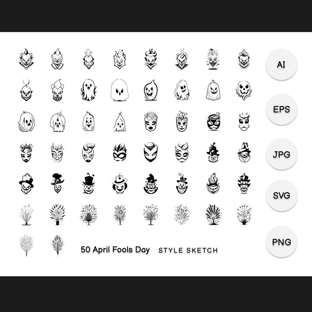 April Fools Day Element Draw Black - MasterBundles