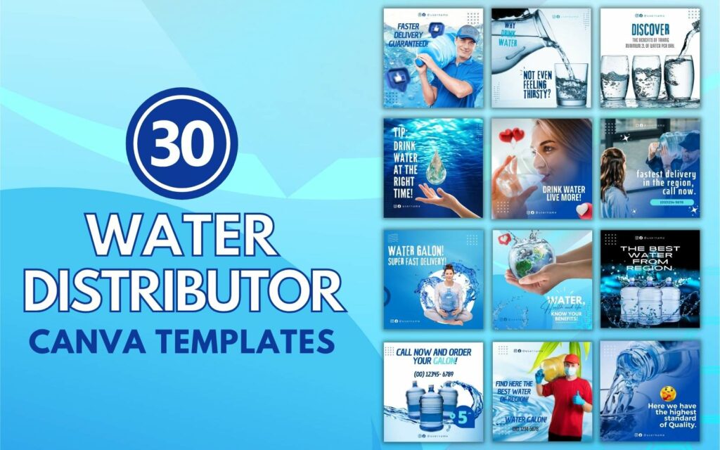 30 Water Distributor Canva Templates For Social Media - MasterBundles