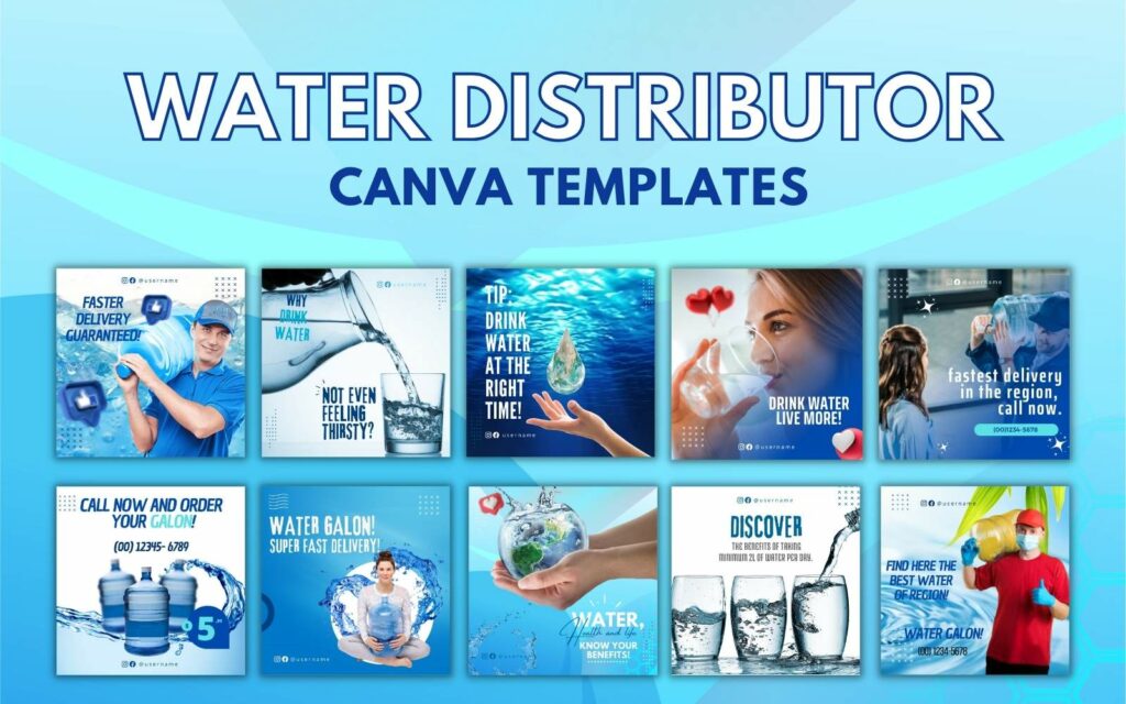 30 Water Distributor Canva Templates For Social Media - MasterBundles