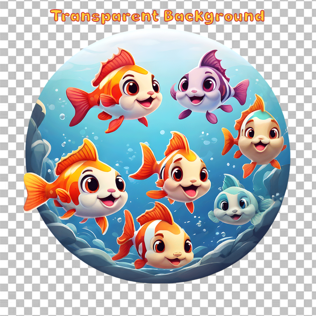 Cute Fish Aquarium Sticker 3 PNG's - MasterBundles