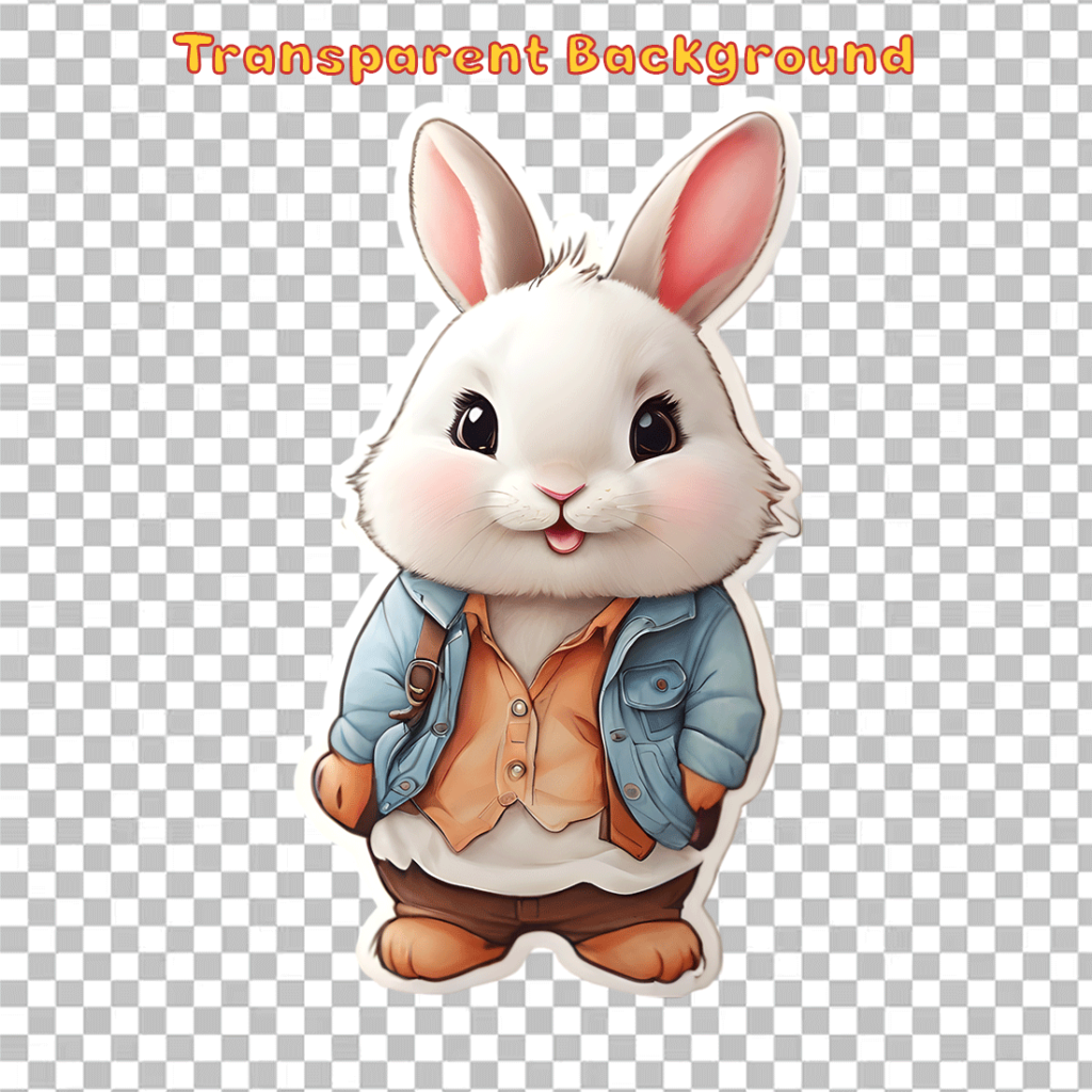 Cute Rabbit Sticker 3 PNG's - MasterBundles