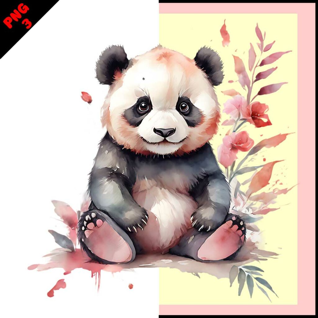 Panda Watercolor Art 4 Transparent PNG Illustrations - MasterBundles