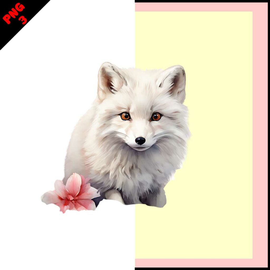 Arctic Fox Watercolor Art 4 Transparent PNG Illustrations - MasterBundles