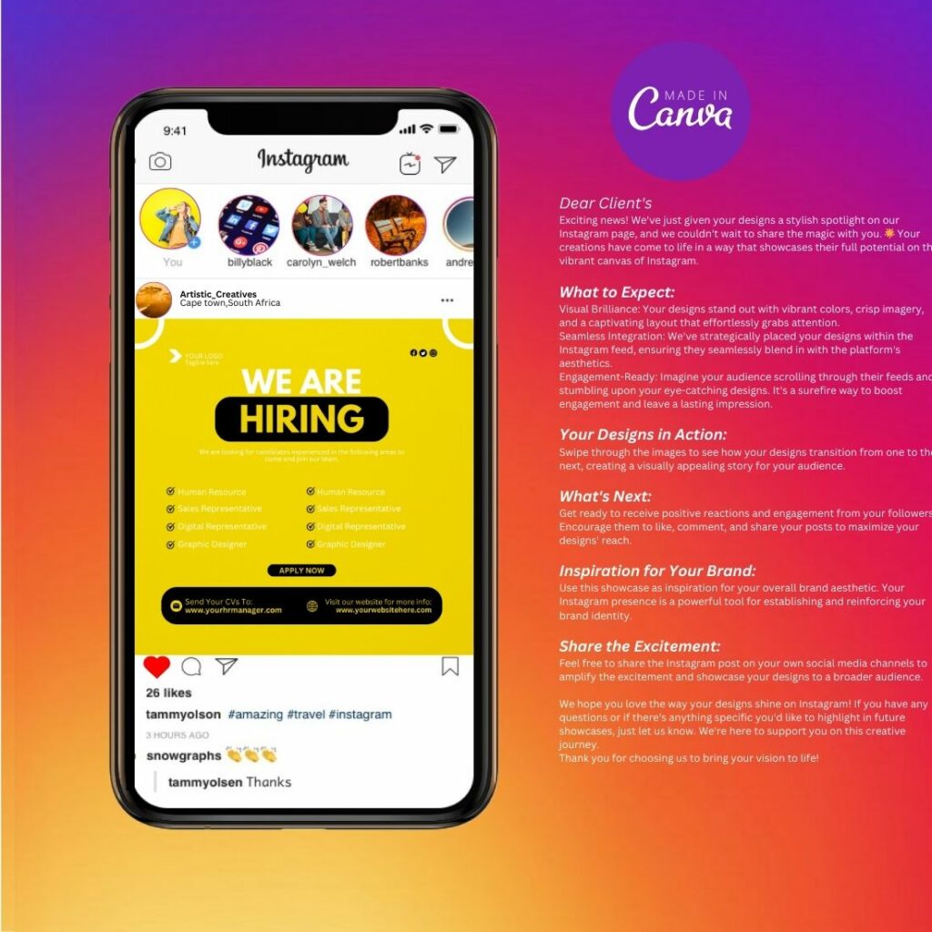 1 Instagram sized Canva Hiring Design Template Bundle - $4 - MasterBundles
