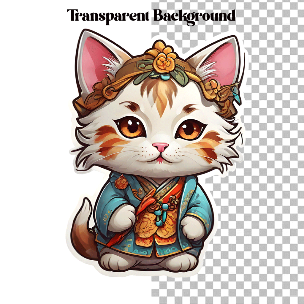 Cute Chinese Cultural Cat Stickers PNG’s - MasterBundles