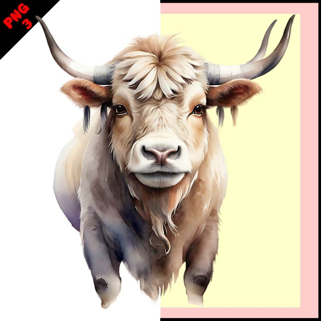 Yak Watercolor Art 4 Transparent PNG Illustrations - MasterBundles