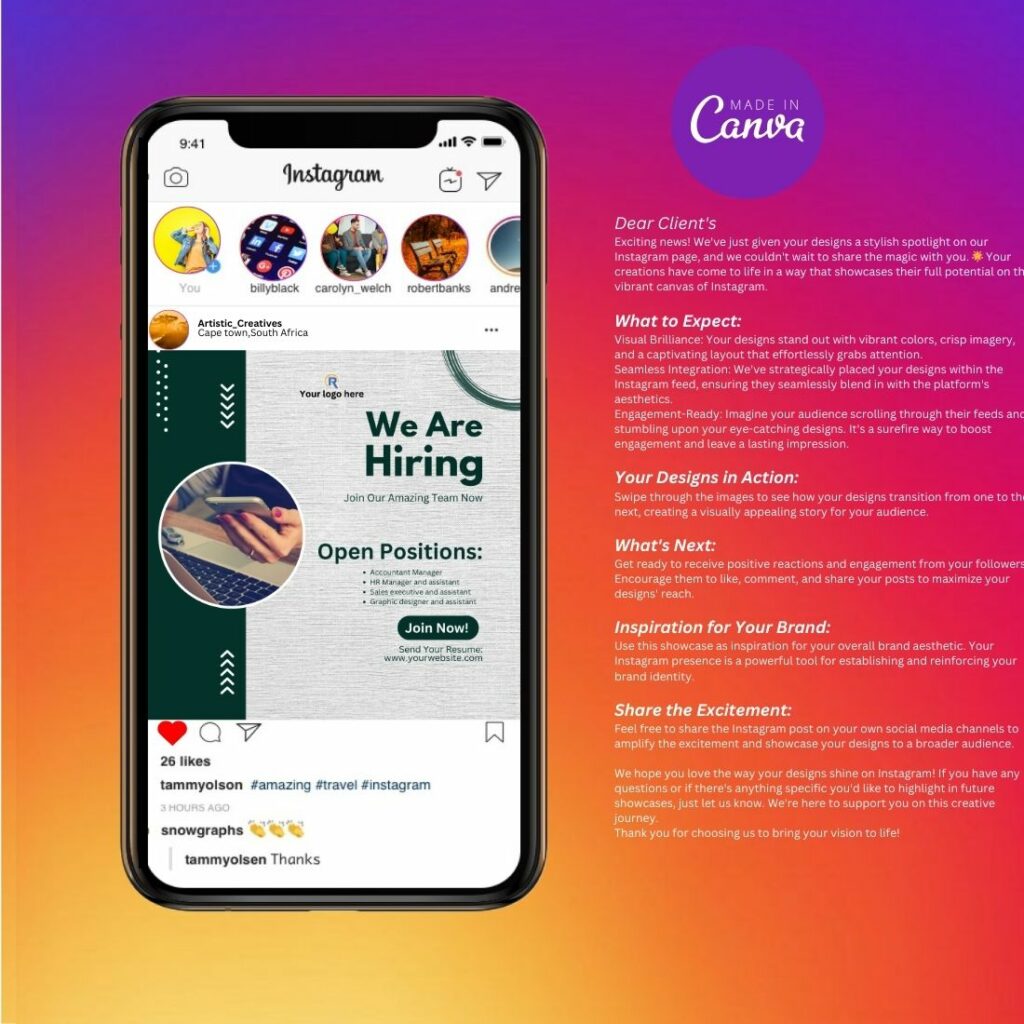 1 Instagram Sized Canva Hiring Design Template - $4 - MasterBundles