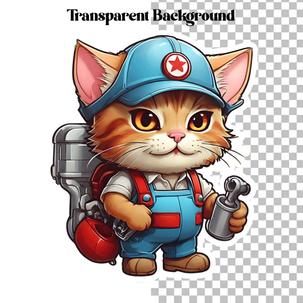Cute Plumber Cat Stickers PNG’s - MasterBundles