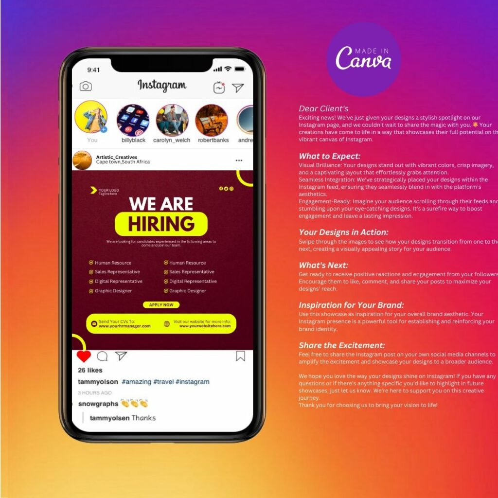 1 Instagram sized Canva Hiring Design Template Bundle - $4 - MasterBundles