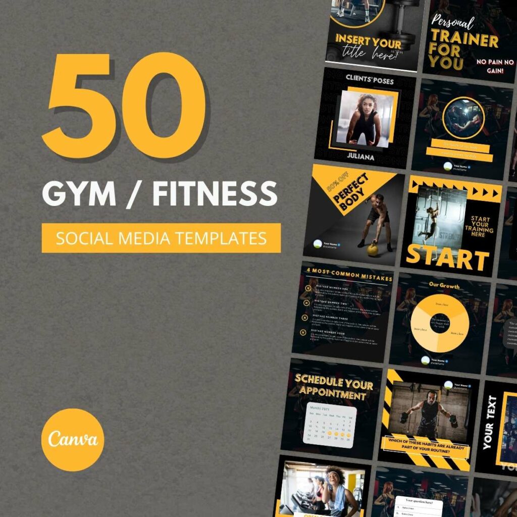 50 Premium Gym Canva Templates For Social Media - MasterBundles
