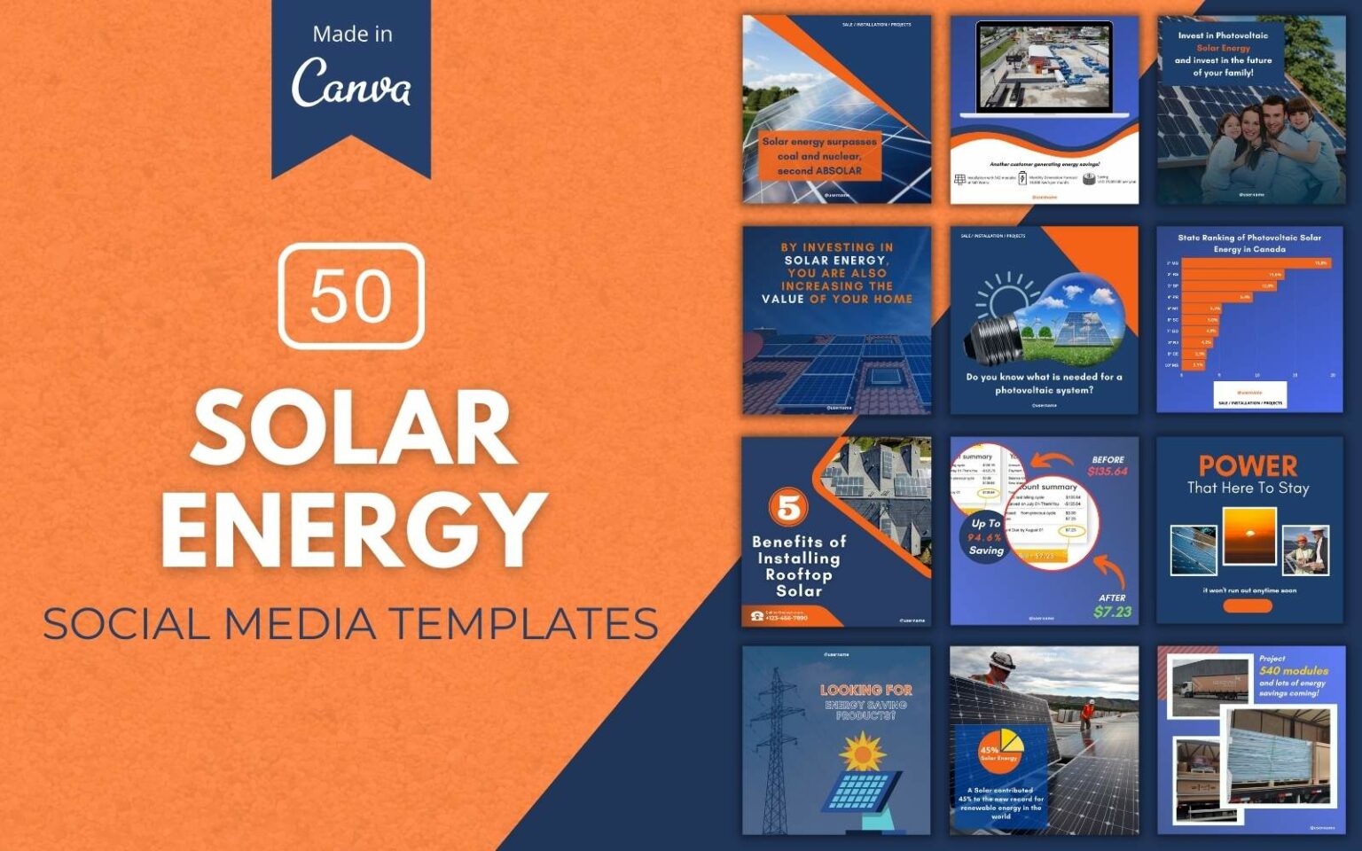 50 Solar Energy Canva Templates For Social Media - MasterBundles