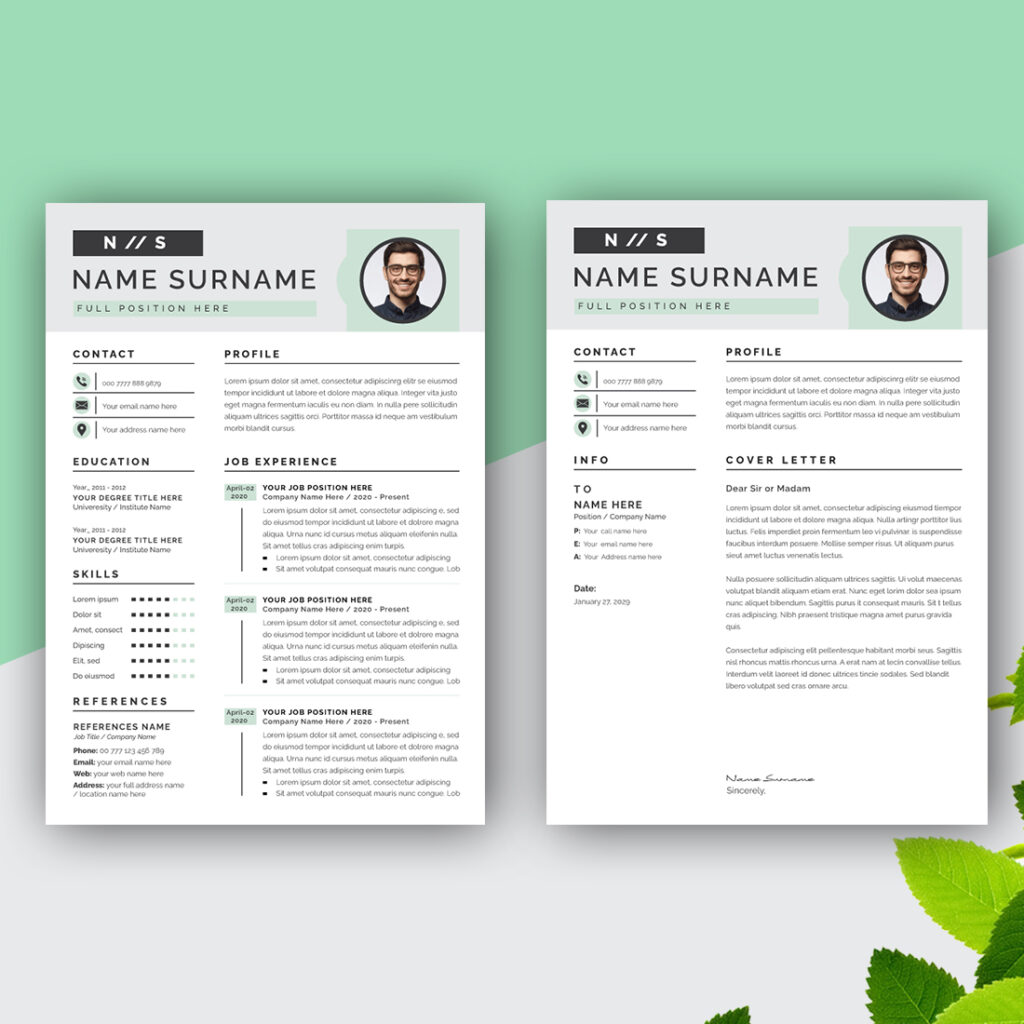 Creative Resume And Cover Letter Layout Design - MasterBundles