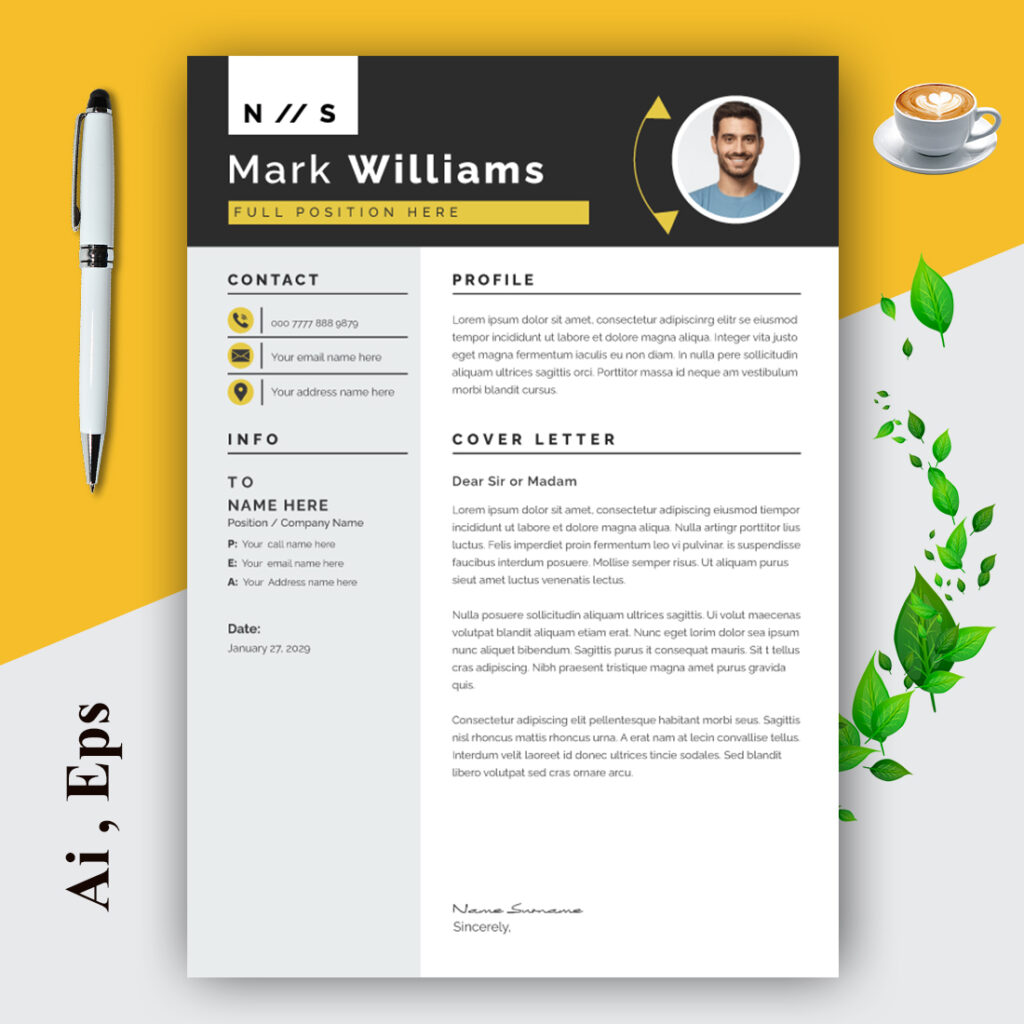 Clean and Professional Resume Layout Template - MasterBundles