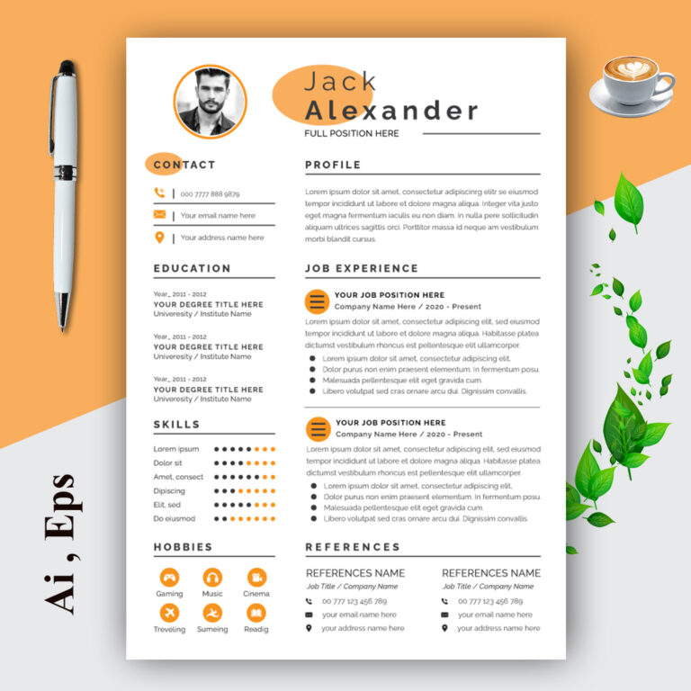 Tan Resume and Cover Letter Layout Set - MasterBundles