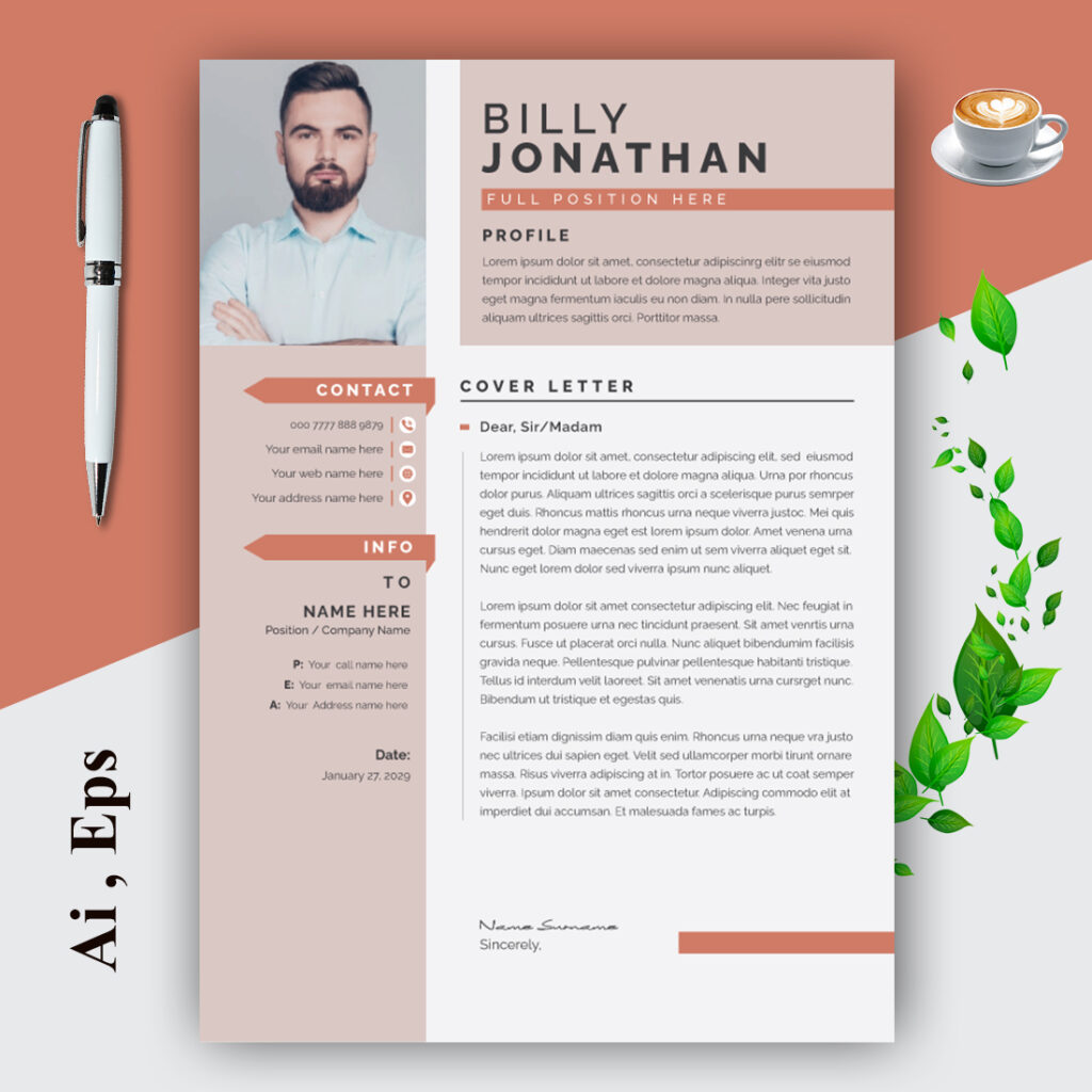 Professional Colour Resume Template Design - MasterBundles