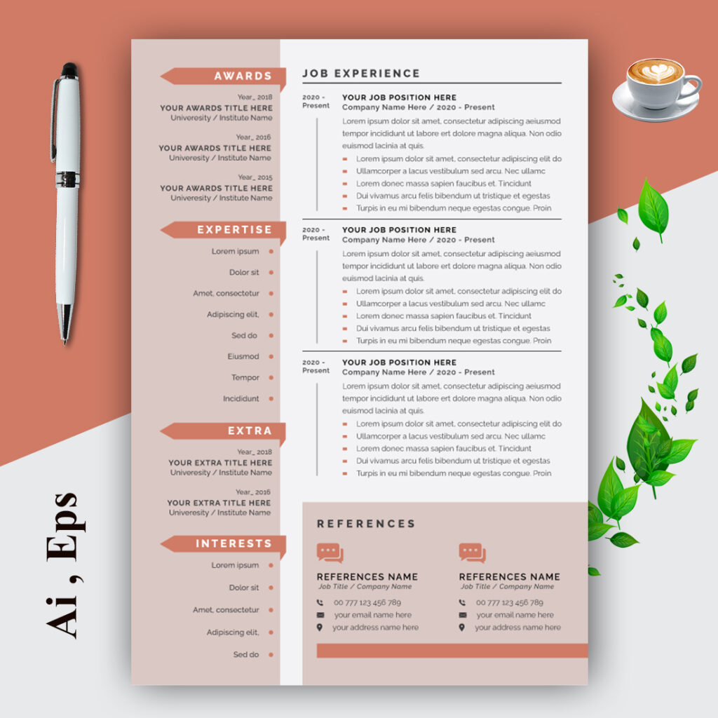 Professional Colour Resume Template Design - MasterBundles