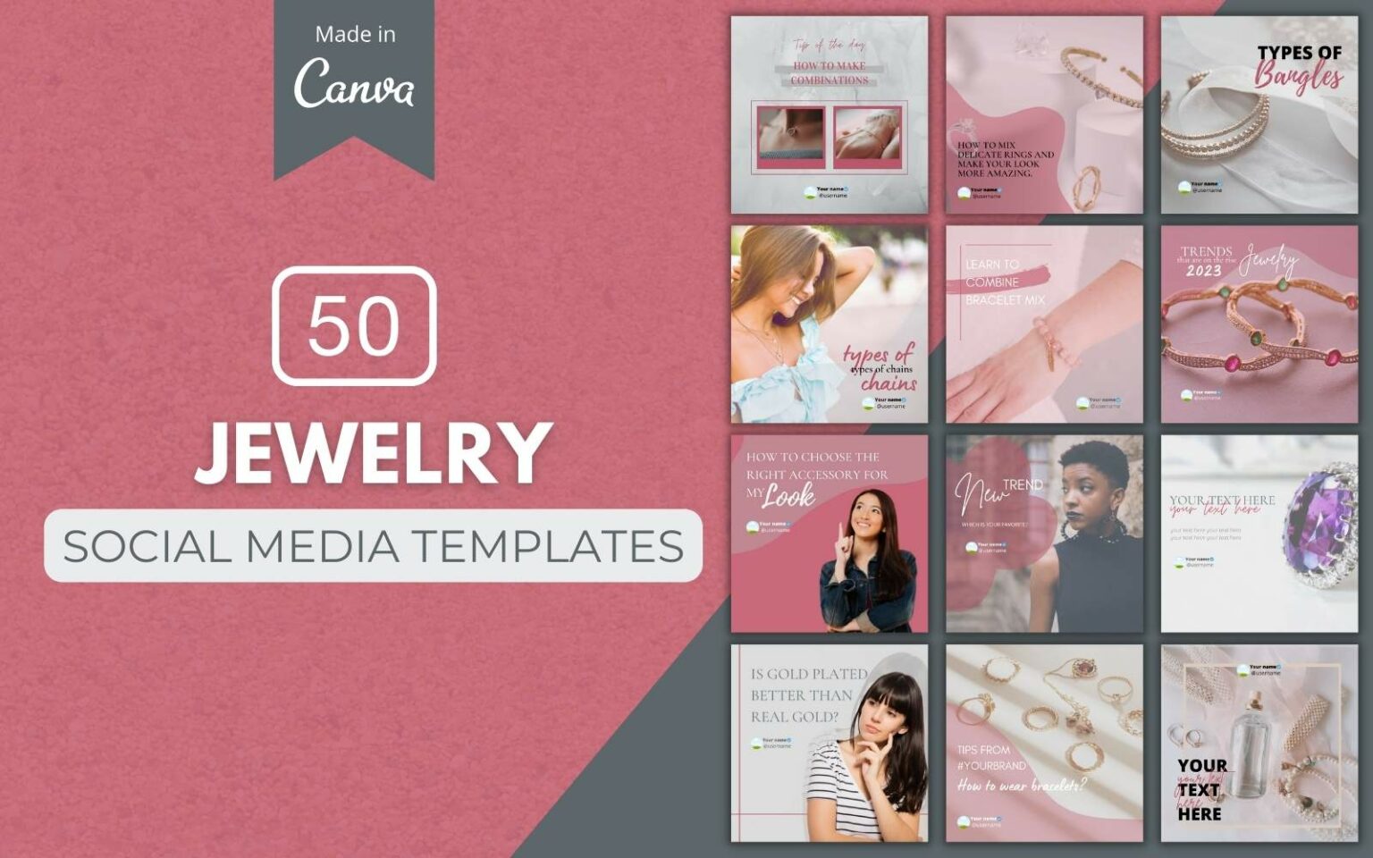 50 Premium Jewelry Canva Templates For Social Media - MasterBundles