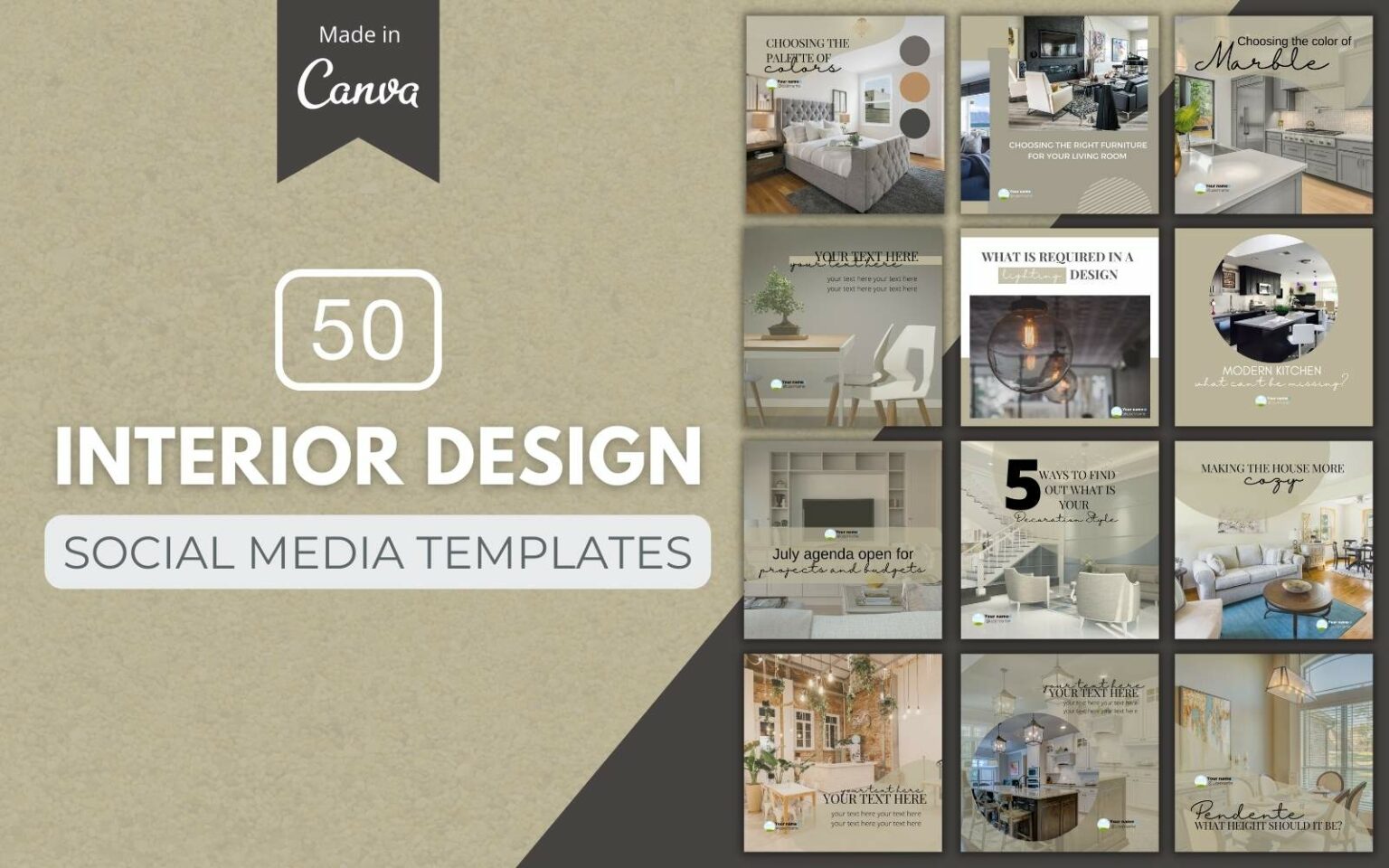 50 Premium Interior Design Canva Templates For Social Media - MasterBundles