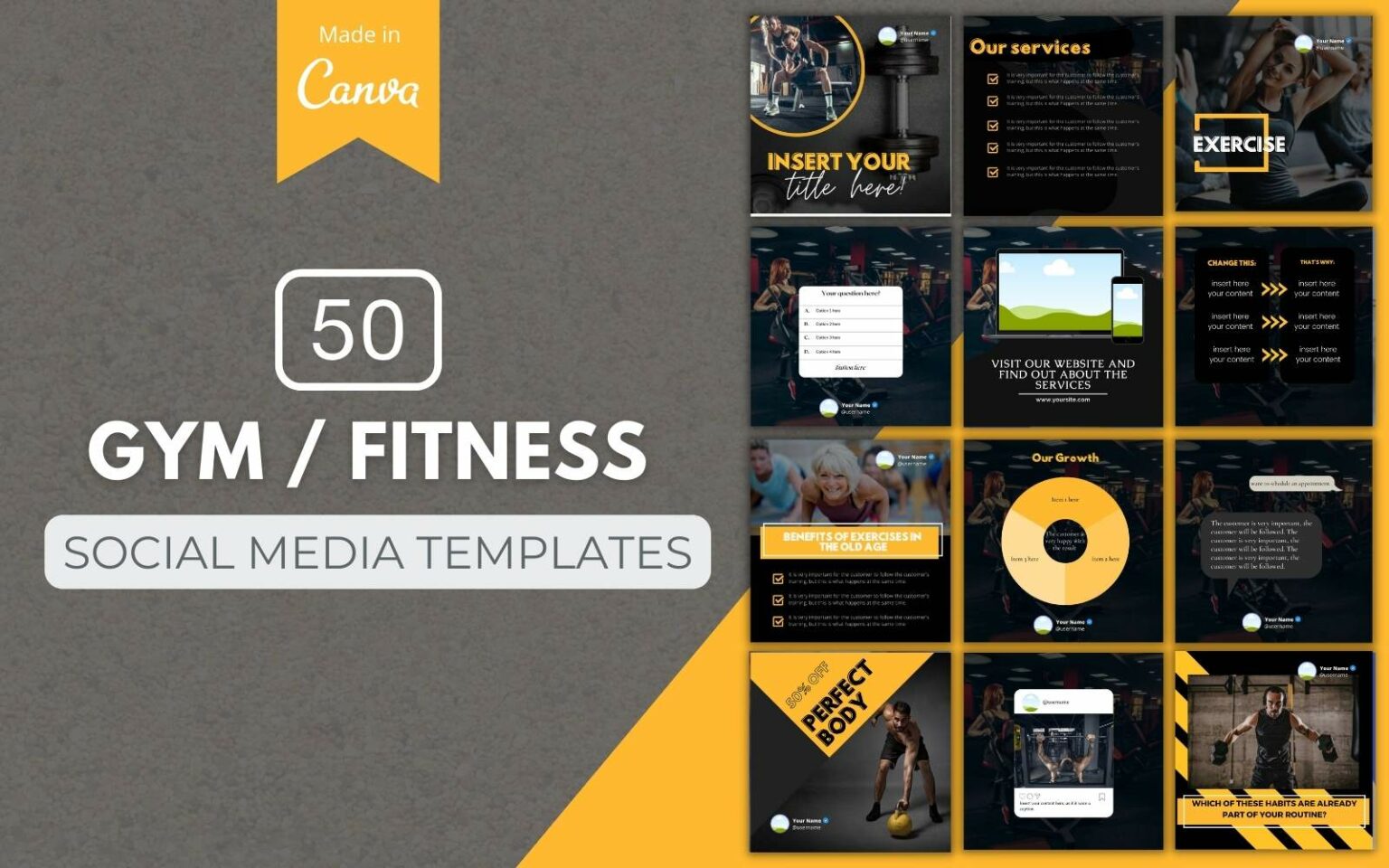 50 Premium Gym Canva Templates For Social Media - MasterBundles