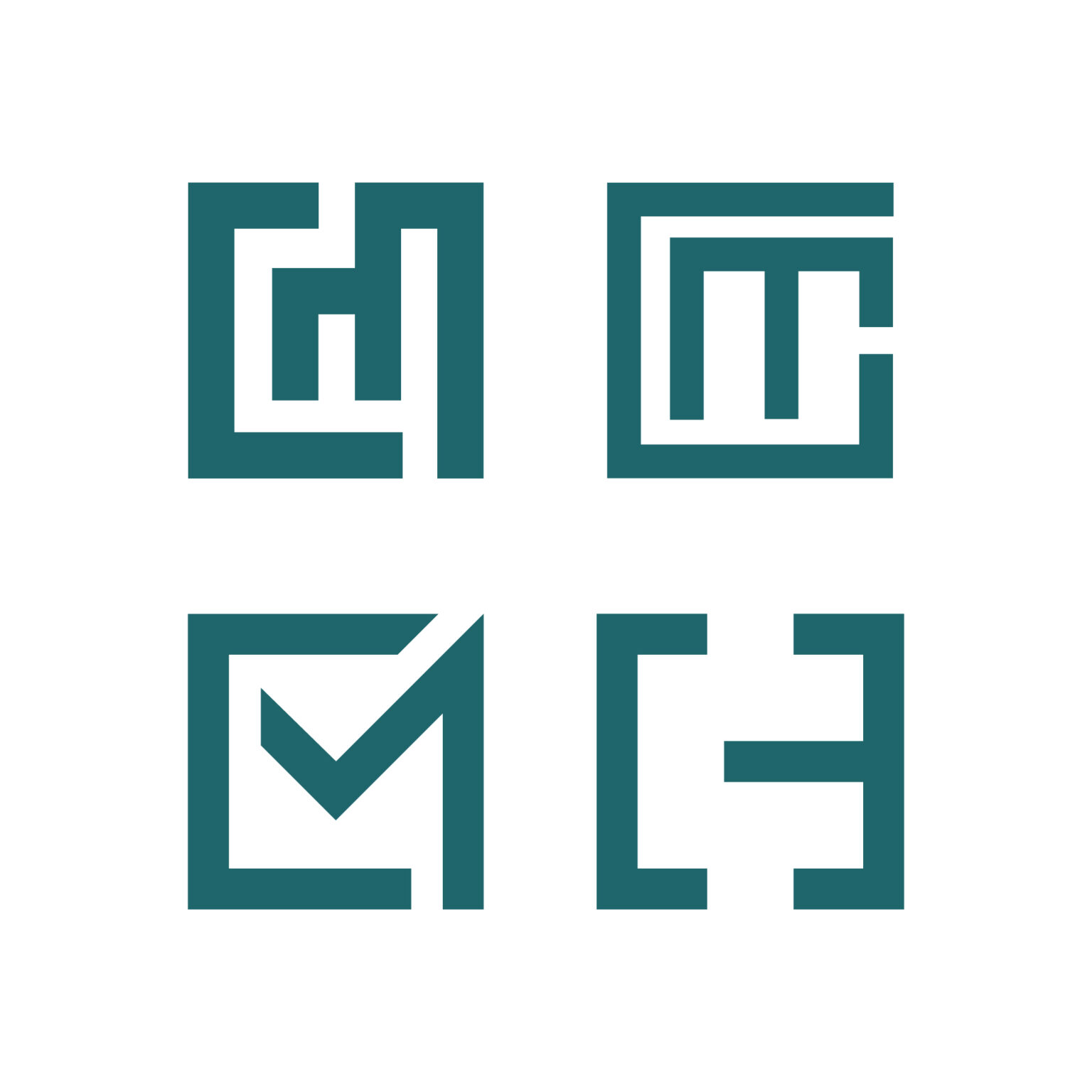 Set of letter CM rectangle shape logo design isolated on balck White ...