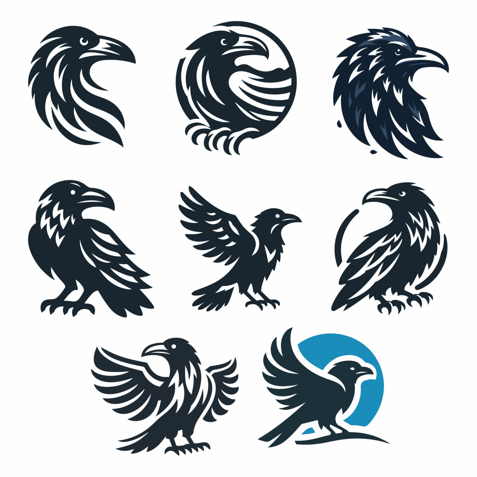8 Raven Vector Logos Illustration - MasterBundles