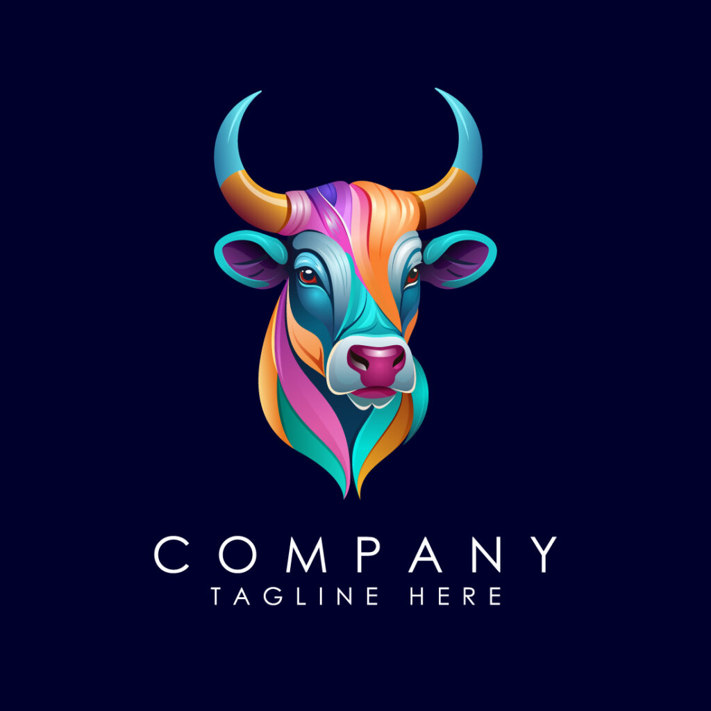Modern Colorful Bull Head Logo Vector Illustration - MasterBundles