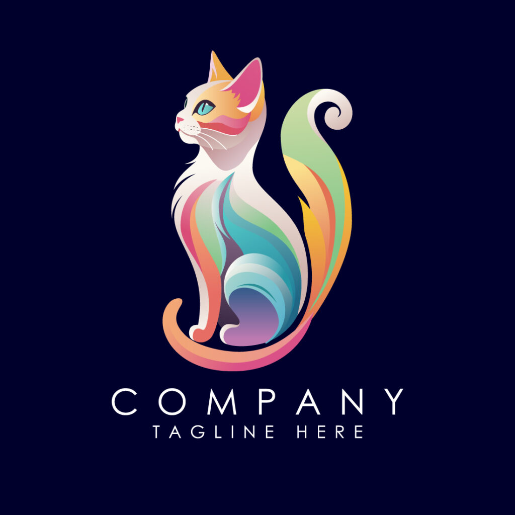 Cat Colorful Logo. Cat Logo Design Vector illustration. Animal Logo ...