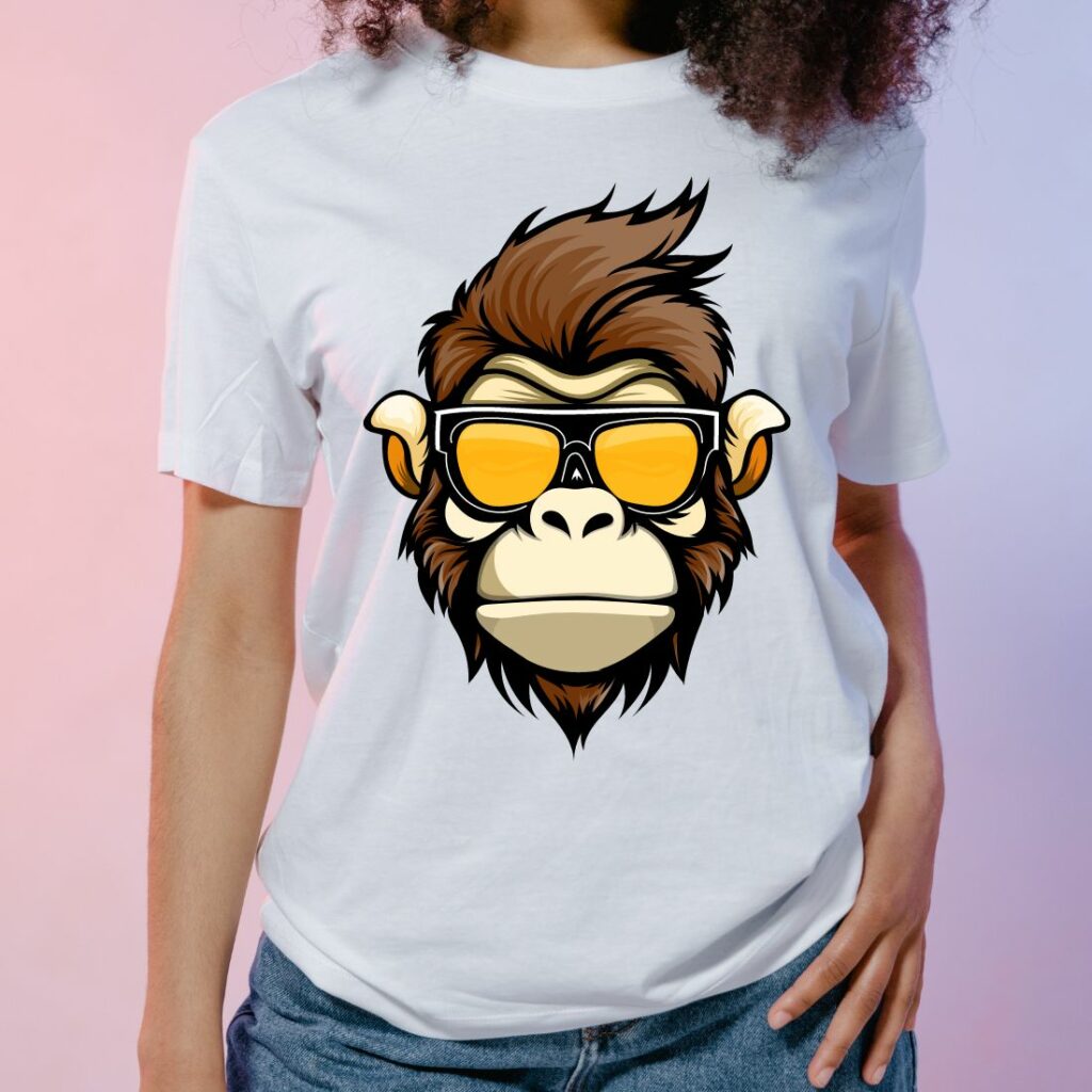 Cute and funny monkey face design - MasterBundles