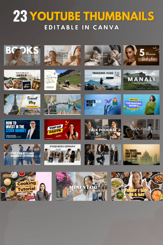 23 YouTube Thumbnails Templates | YouTube Thumbnail | DIY Branding Kit ...