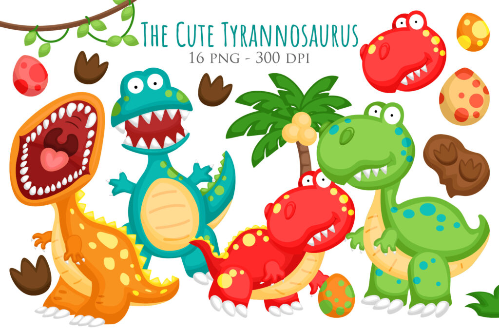 Colorful Cute and Funny Animal Dinosaur Tryannosaurus Trex Ancient ...