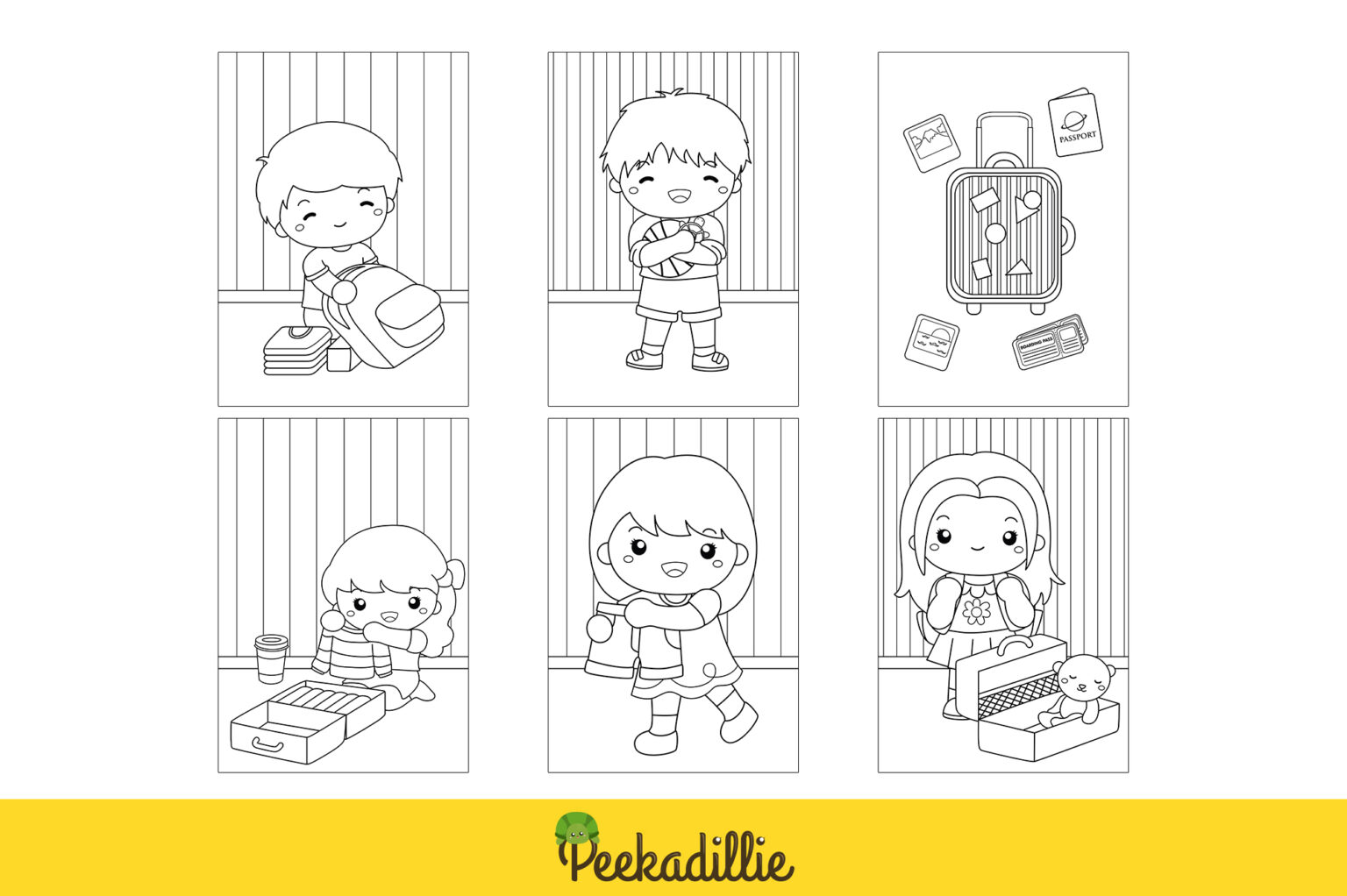 Kids Doing Packing for Holiday Vacation Trip Journey with Happy Day ...