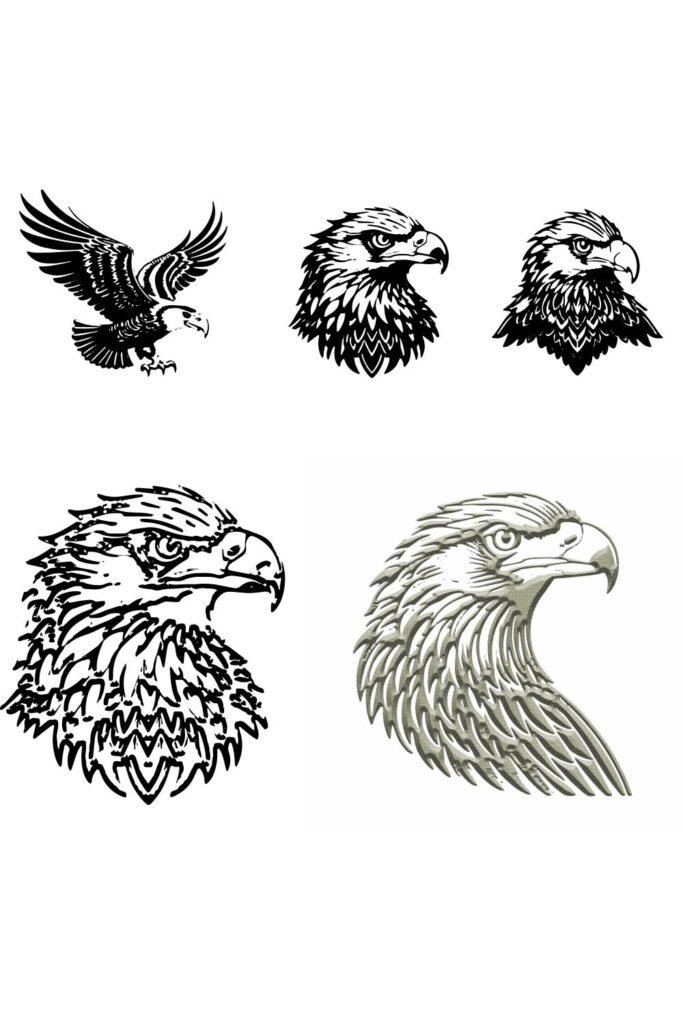 egel line artwork vector . eagle head line drawing - MasterBundles