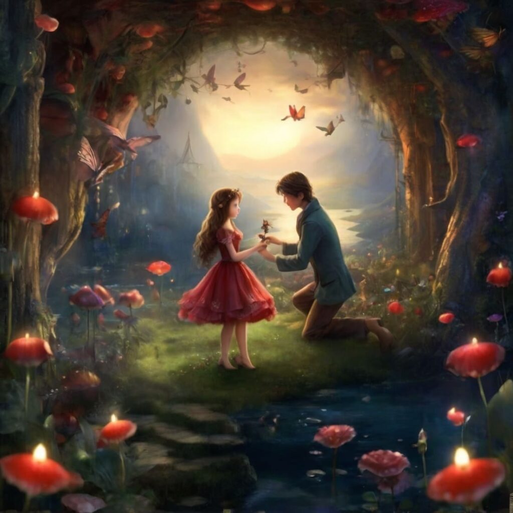 fairy forest, castle, girl, fairy tale - MasterBundles