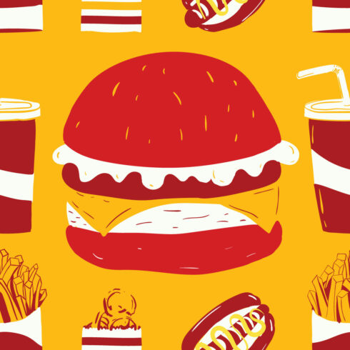 Fast Food Seamless Pattern - MasterBundles