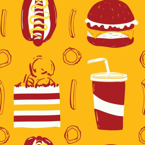 Fast Food Seamless Pattern - MasterBundles