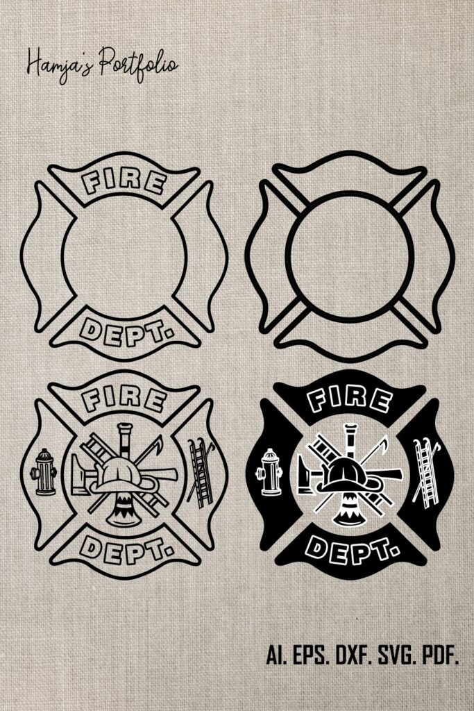Fire Department Logo svg design, Firefighter Logo svg vector bundle ...
