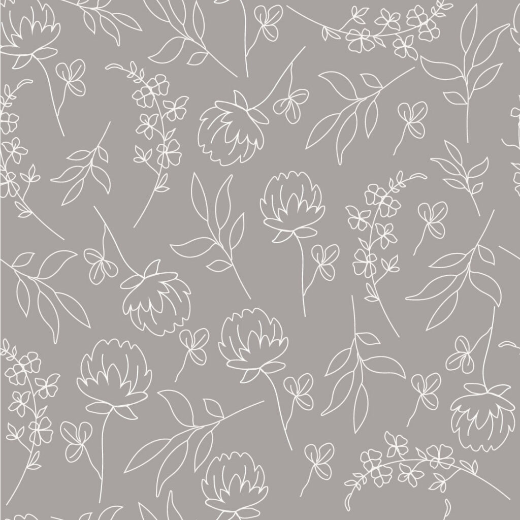 Gray Flower Line Art Seamless Pattern - MasterBundles