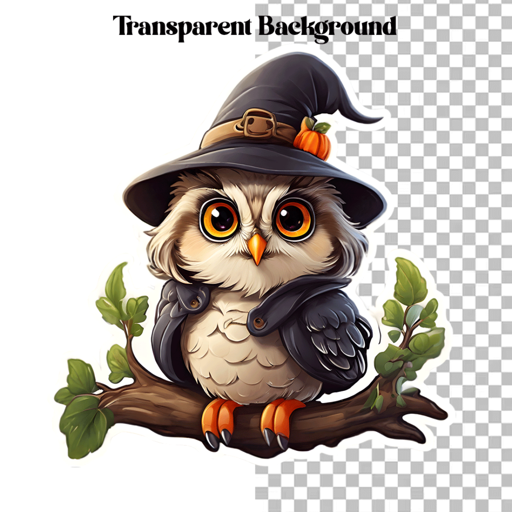 Cute Wizard Owl Illustrational Sticker Unique - MasterBundles