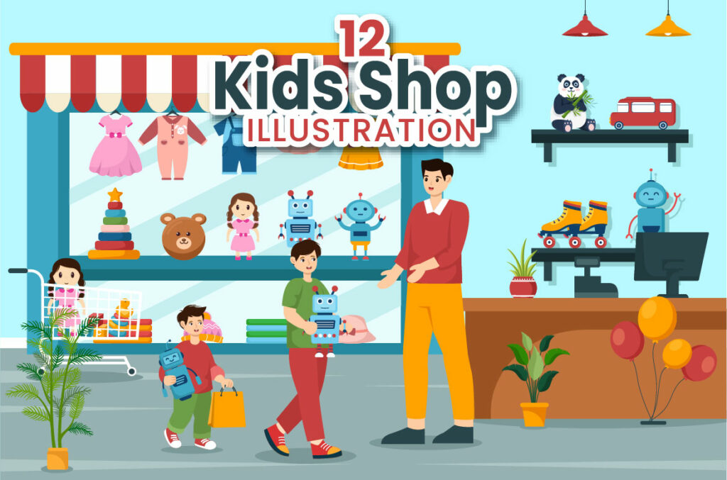 12 Kids Shop Illustration - MasterBundles