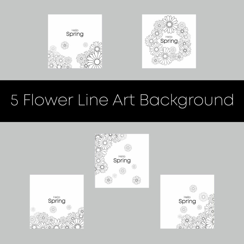 5 Flower Line Art Backgrounds - MasterBundles