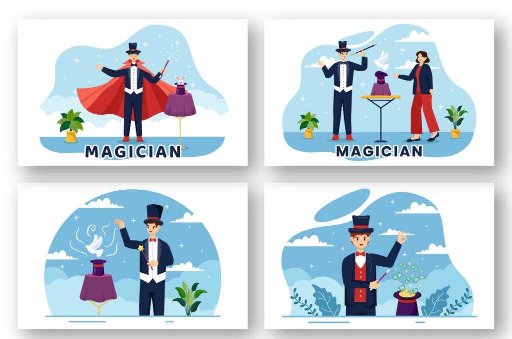 12 Magician Illusionist Illustration - MasterBundles