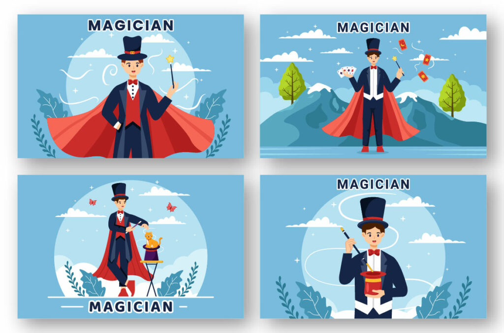 12 Magician Illusionist Illustration - MasterBundles