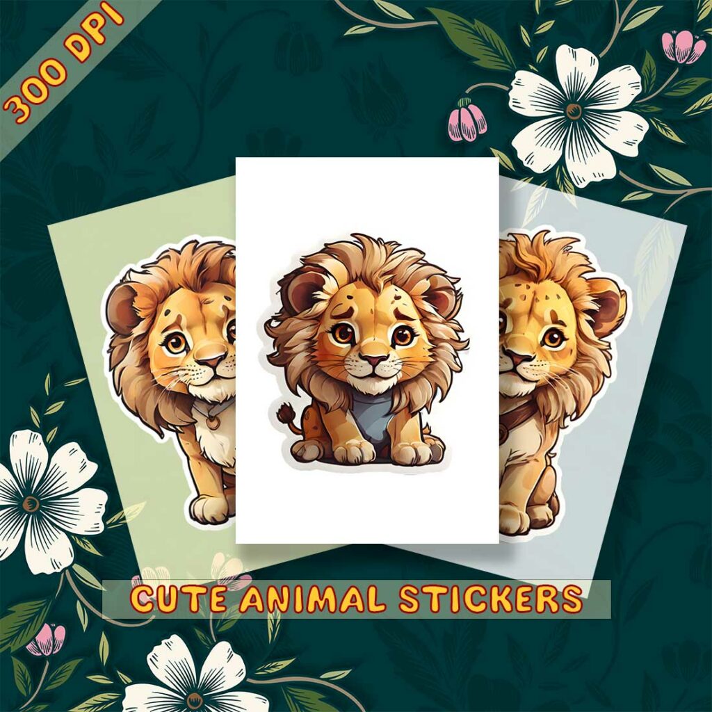 Cute Lion Sticker 3 PNG's - MasterBundles