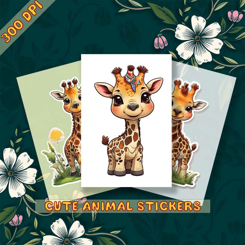 Cute Giraffe Sticker 5 PNG's - MasterBundles