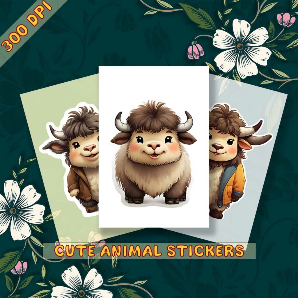 Cute Yak Sticker 3 PNG's - MasterBundles